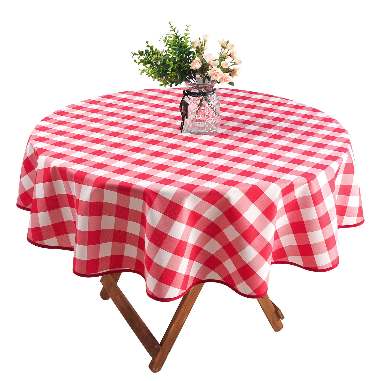 Gracie Oaks Renah Round Plaid Polyester Tablecloth | Wayfair
