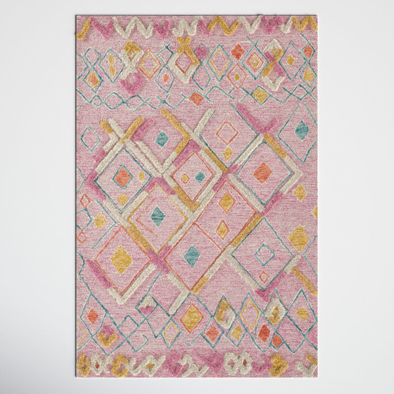 Joss & Main Charlize Handmade Wool Pink/Yellow/Green Rug & Reviews ...
