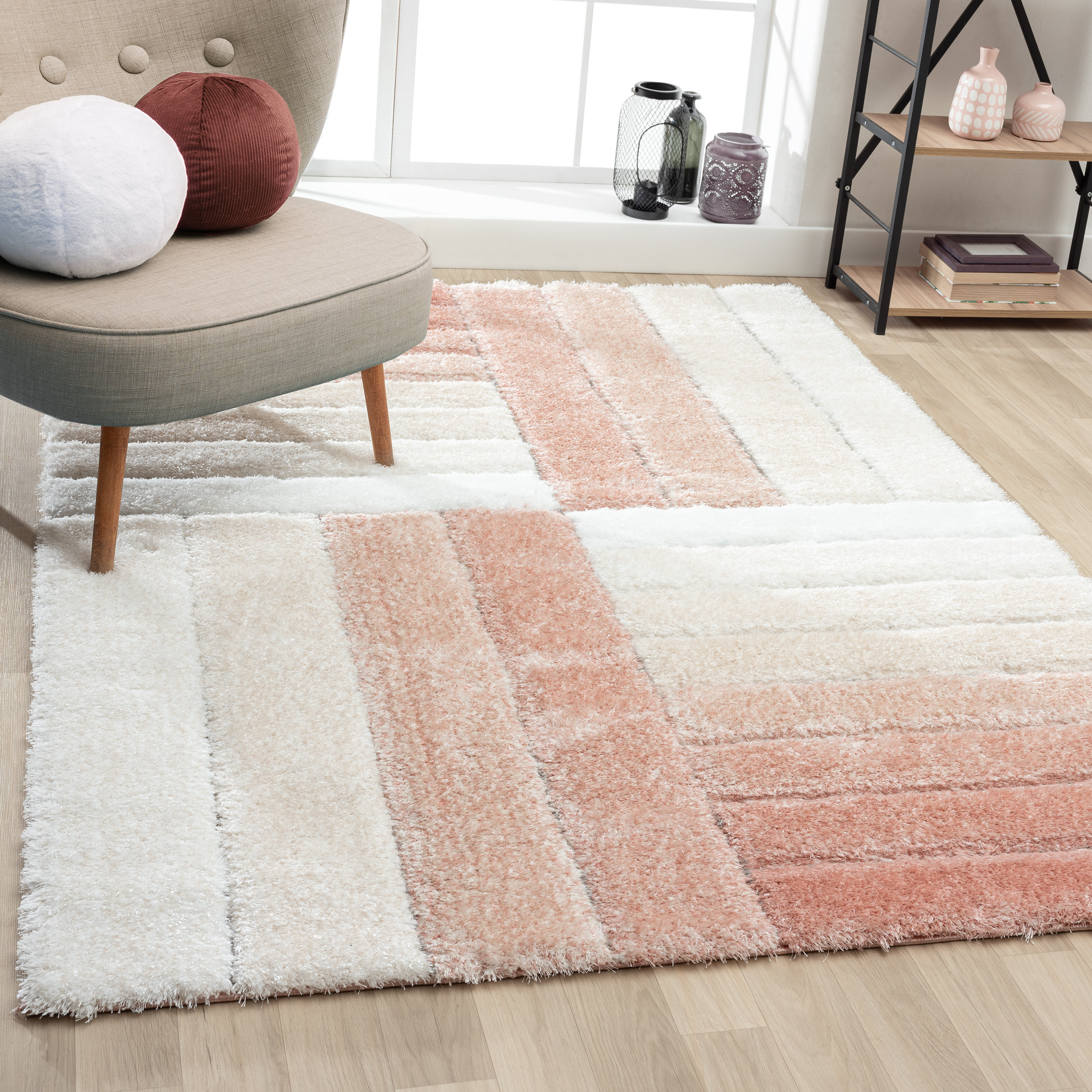 Latitude Run® Lantanas Geometric Pink Area Rug & Reviews | Wayfair