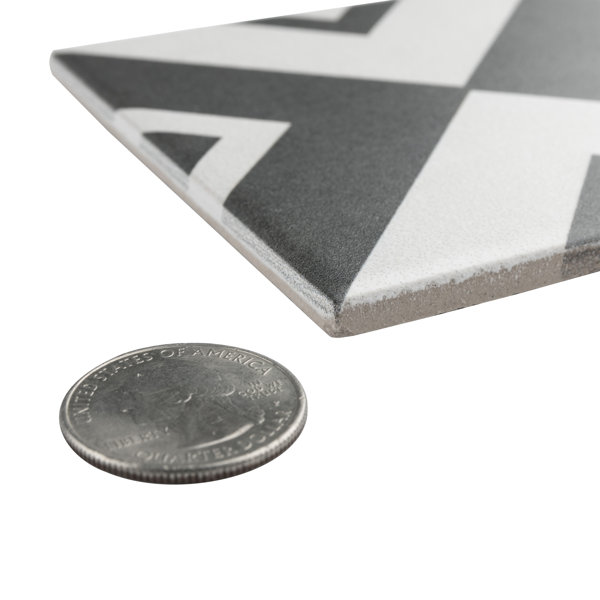 Merola Tile Twenties Vertex Mini 4" x 4" Ceramic Patterned Wall & Floor ...