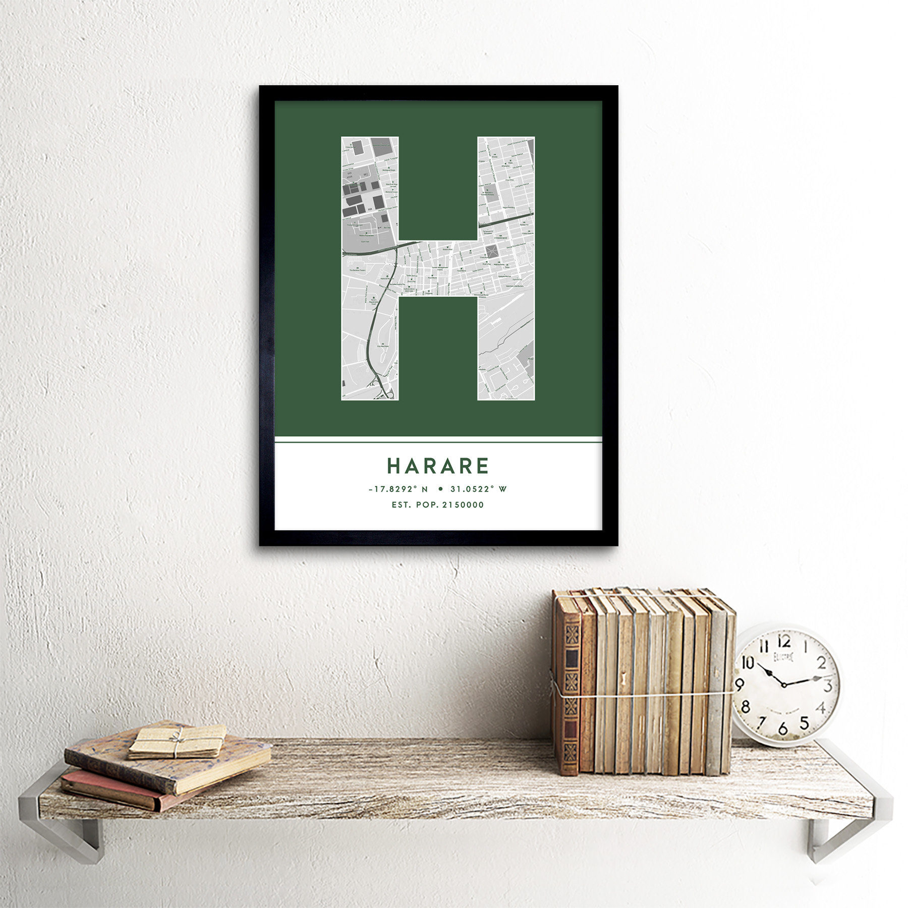 Wee Blue Coo Harare Zimbabwe City Map - Picture Frame | Wayfair.co.uk