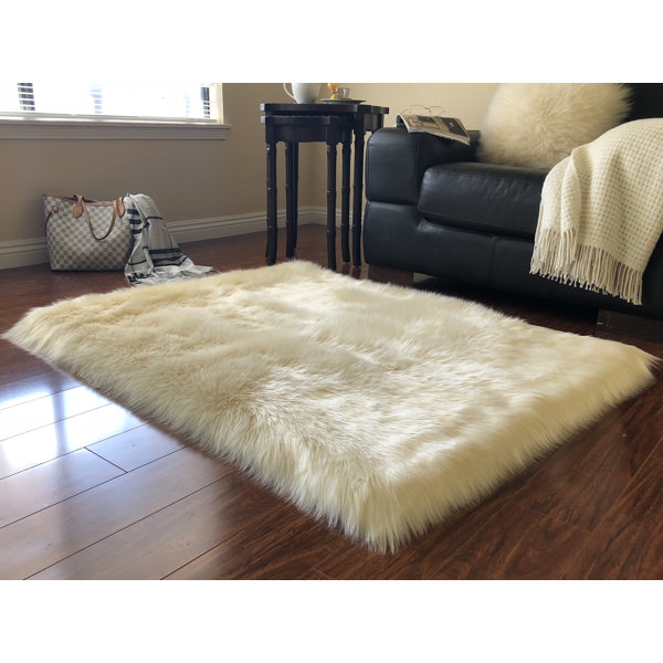 Union Rustic Wieland Machine Woven / Power Loomed Faux Sheepskin Dark ...