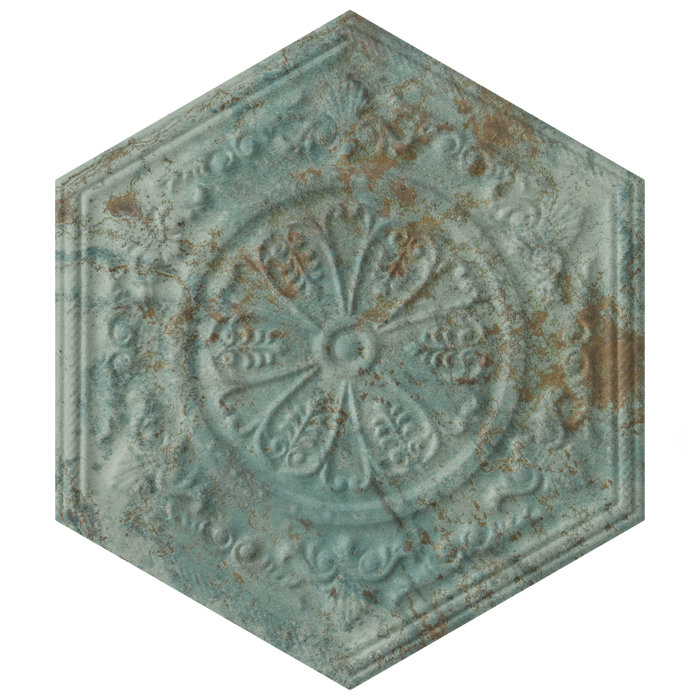 Merola Tile Zinc Hex 10" x 12" Porcelain Metal Look Wall & Floor Tile ...