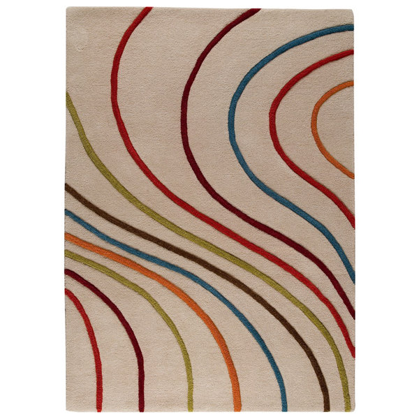 Orren Ellis Abstract Handmade Tufted Beige/Brown Area Rug | Wayfair