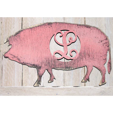 aMonogramArtUnlimited Vintage Country Style Pig Rustic Single Letter ...