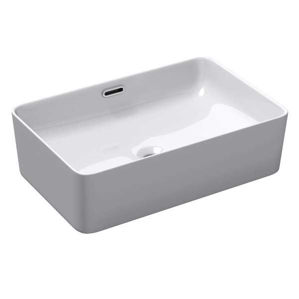 Ebern Designs Jalon 31.5Mm White Ceramic Rectangular Countertop Basin ...