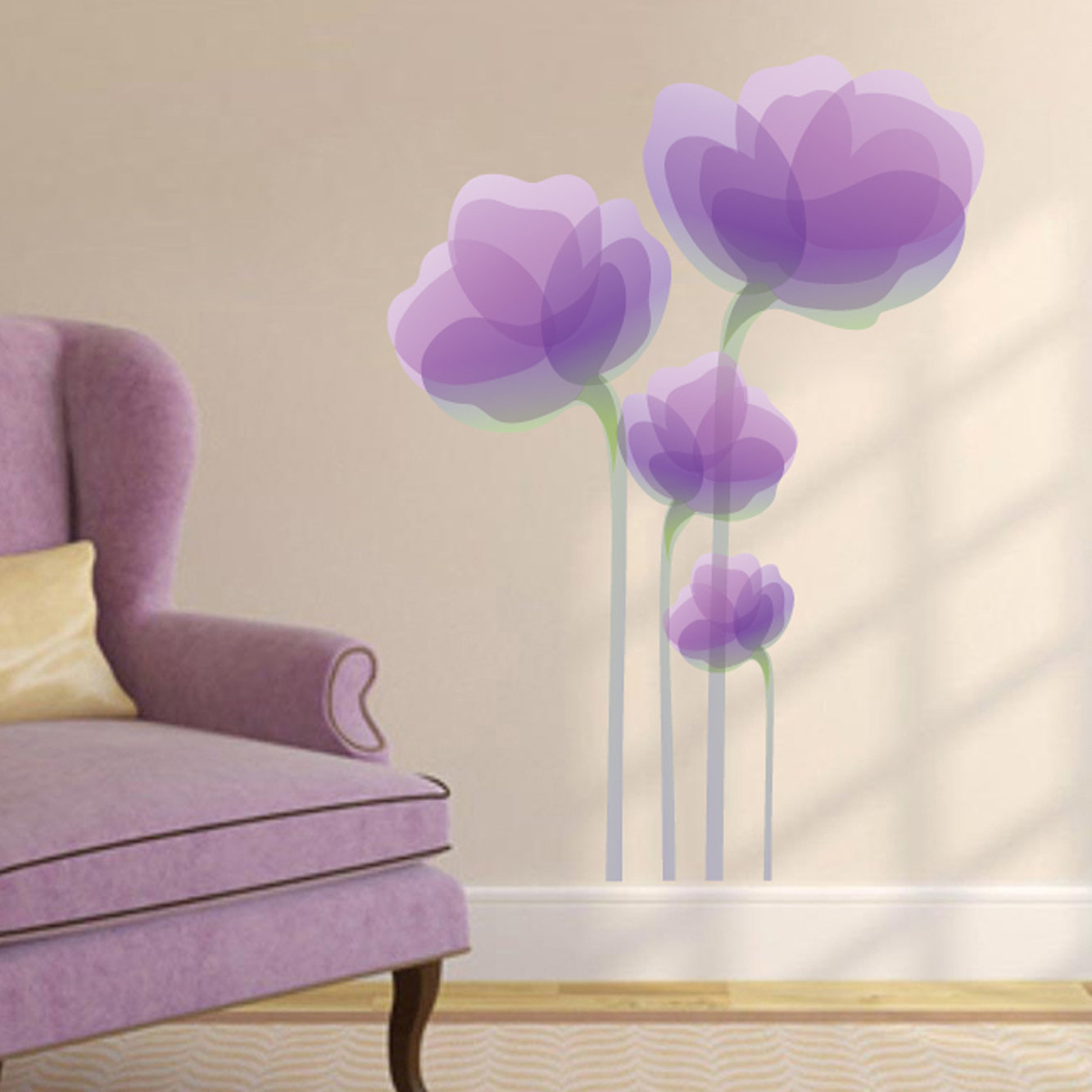 SweetumsWallDecals Purple Flowers Wall Decal | Wayfair