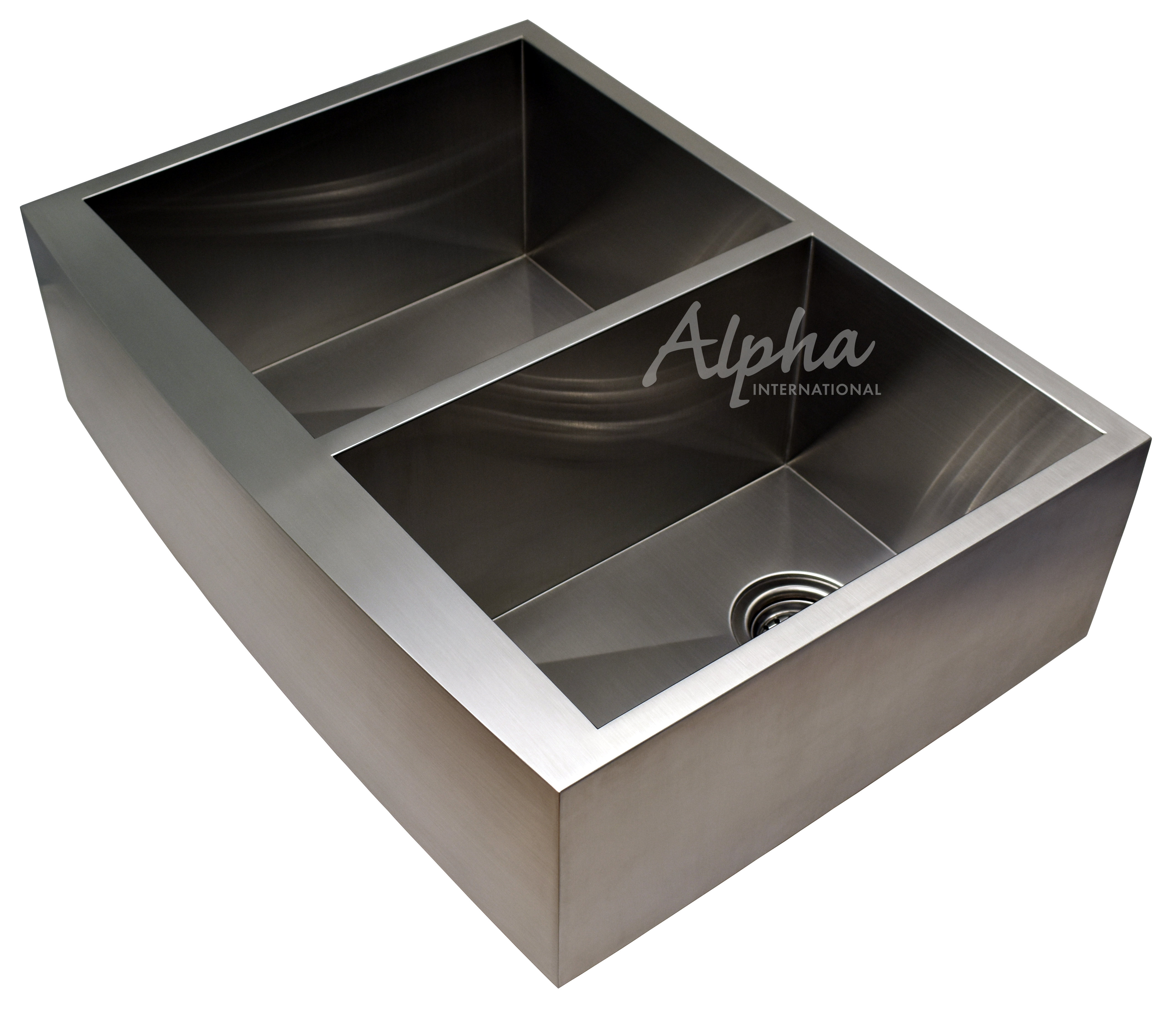 Alpha International 21.5'' W Double Bowl Stainless Steel Farmhouse ...