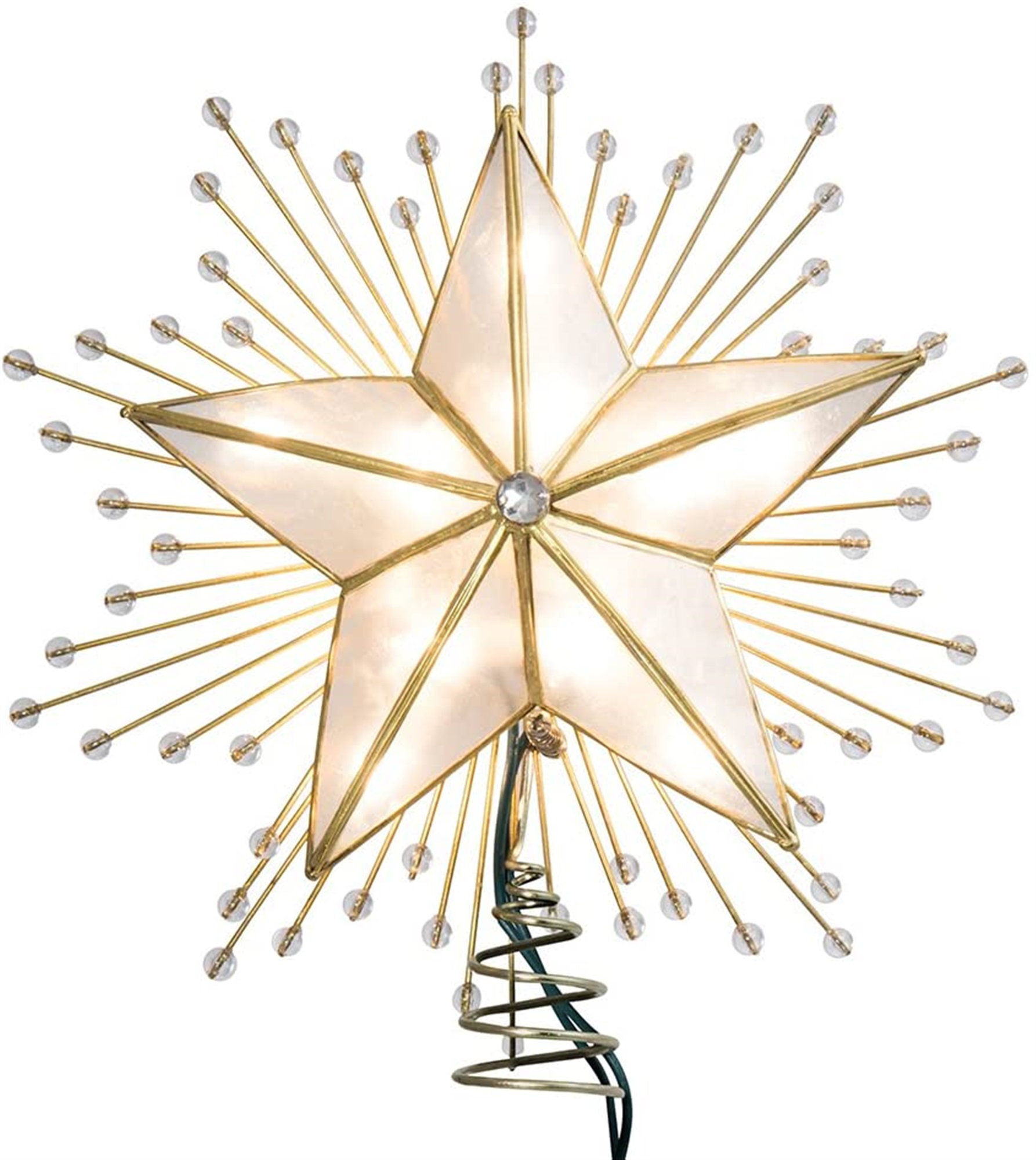 Kurt Adler Capiz Star with Rays and Beads Tree Topper & Reviews | Wayfair