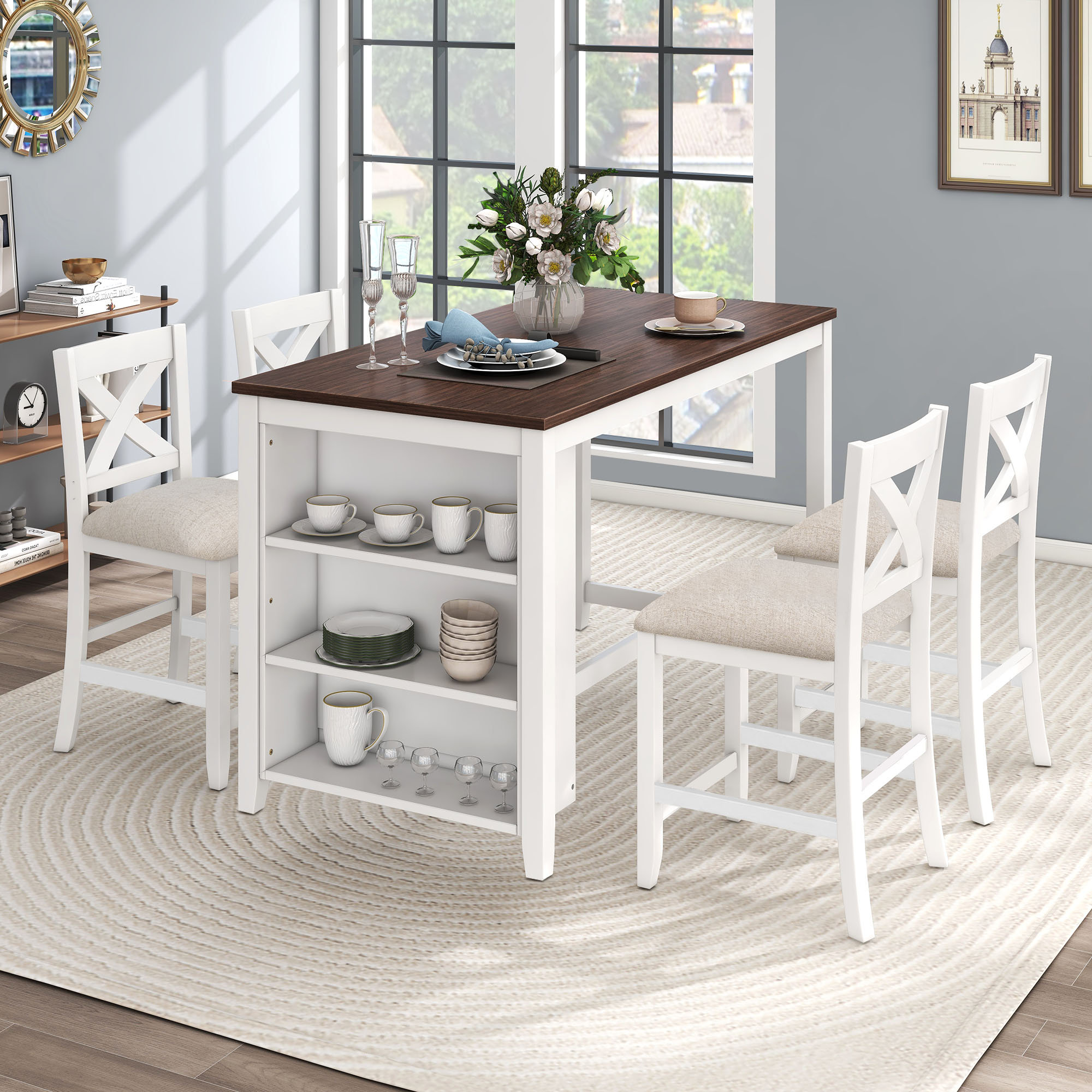 Gracie Oaks Zeitz 4 - Person Counter Height Dining Set | Wayfair