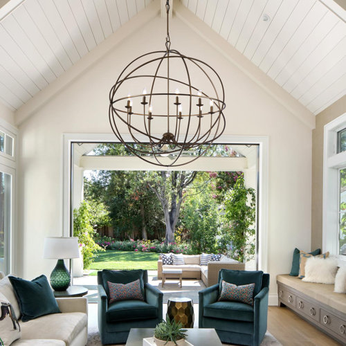 Gracie Oaks Shamaria 40-Inch Oversize 9 - Light Dimmable Globe Metal ...