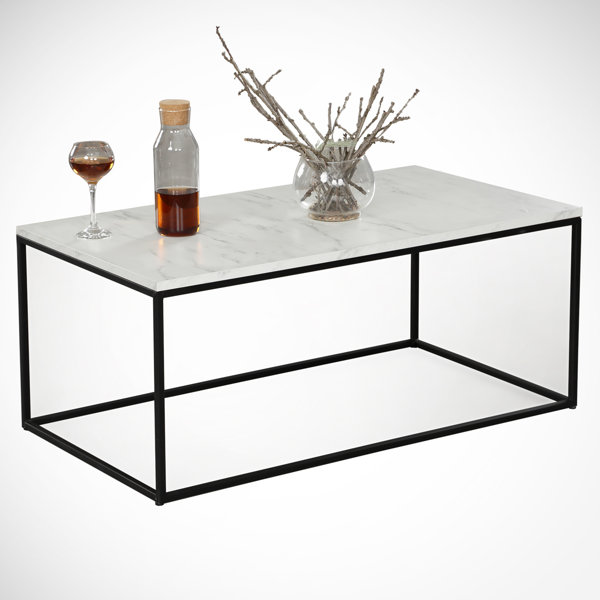 Latitude Run® Cosco Frame Rectangle Coffee Table White Marble | Wayfair