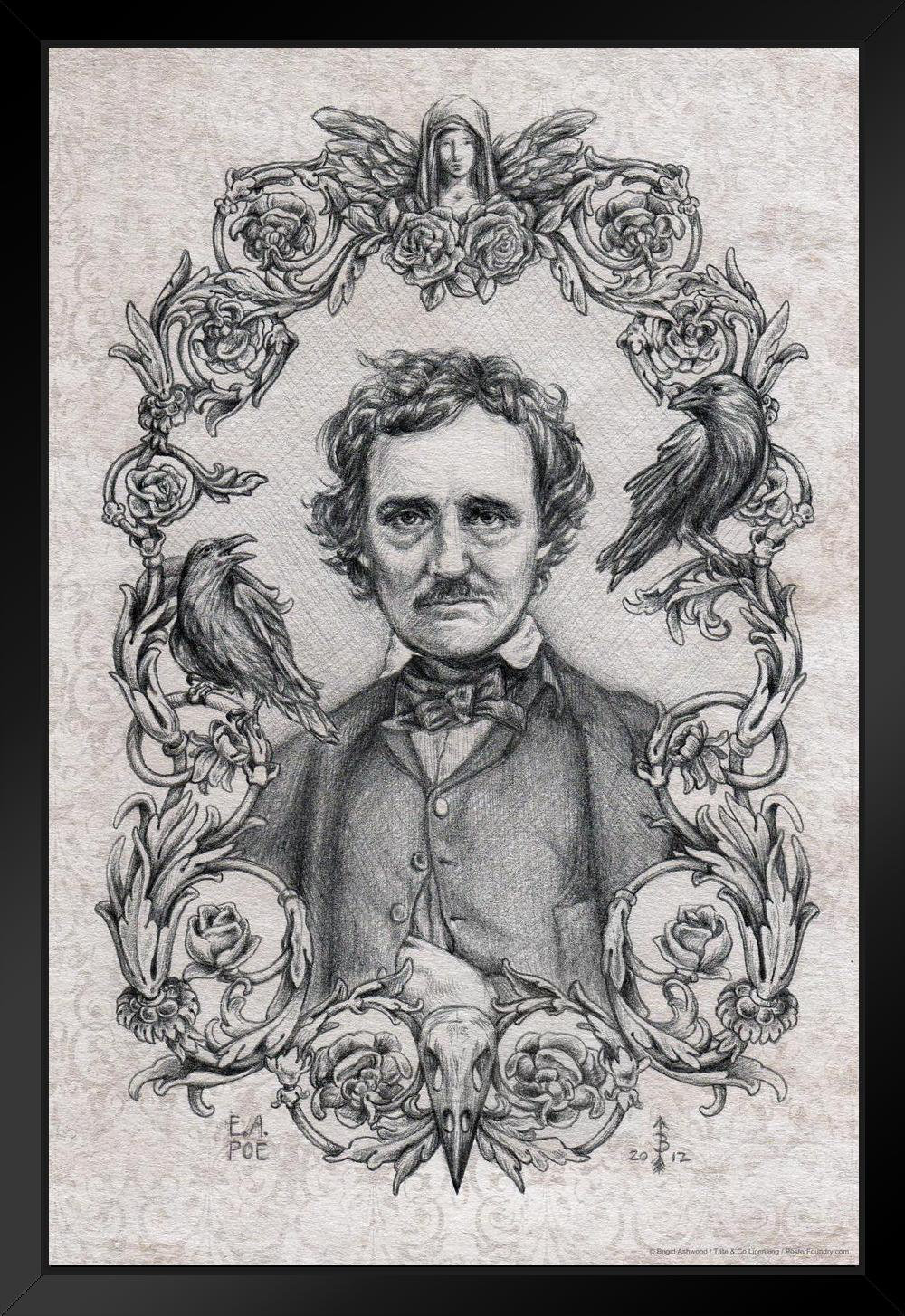 Canora Grey Edgar Allan Poe Drawing By Brigid Ashwood Art Print Black ...