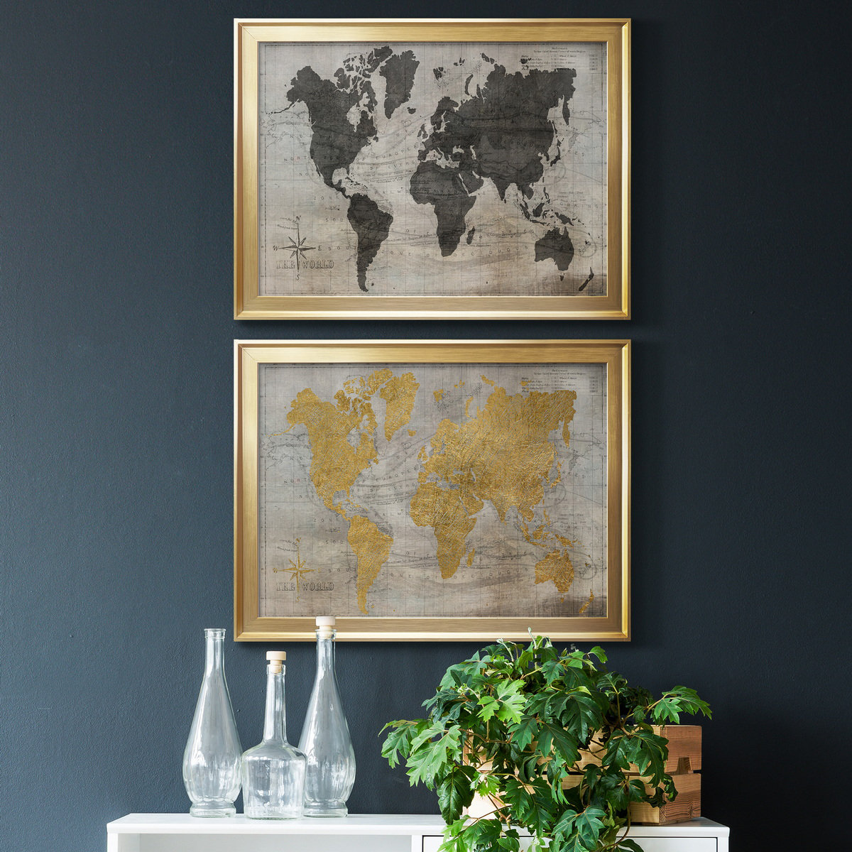 17 Stories World Map - 2 Piece Picture Frame Print Set | Wayfair