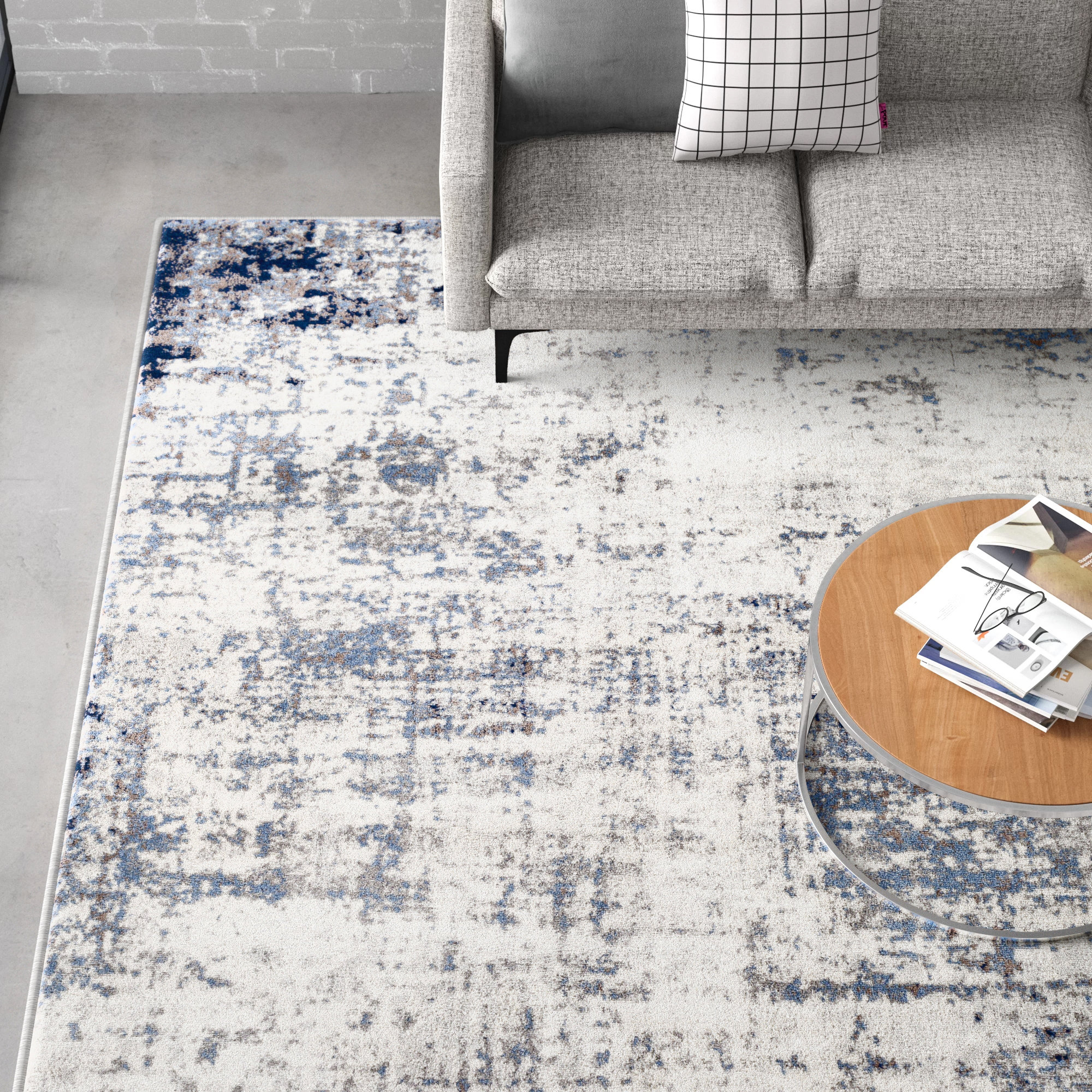 Trent Austin Design® Magallanes Abstract Blue/Light Gray/White Area Rug ...
