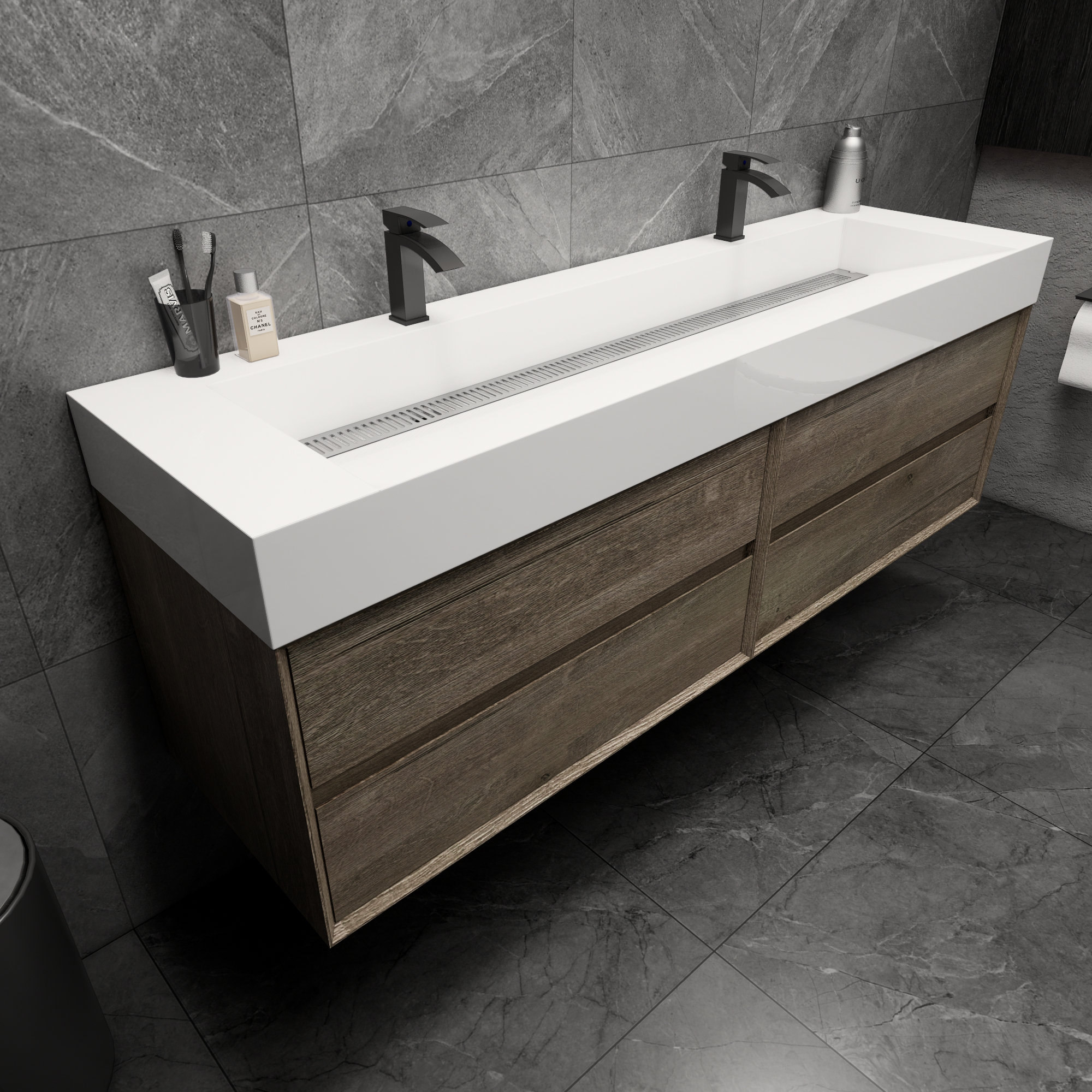 Wade Logan® Albizu 71'' Wall Mounted Double Bathroom Vanity with ...