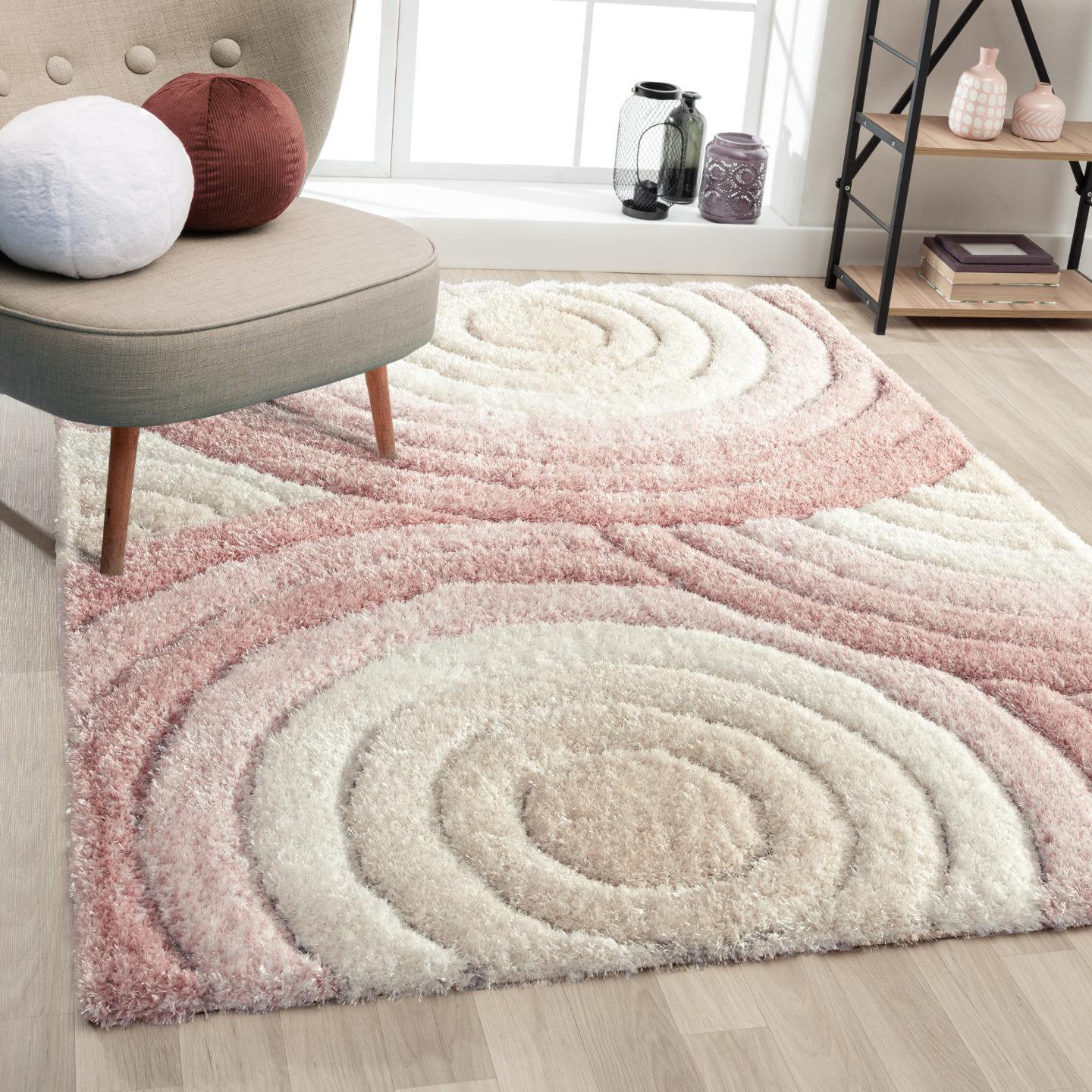 Orren Ellis Koo Geometric Pink Area Rug & Reviews | Wayfair
