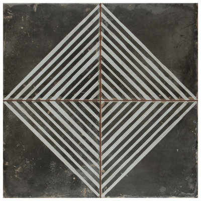 Merola Tile Kings Rombos Night 18" x 18" Ceramic Patterned Wall & Floor ...