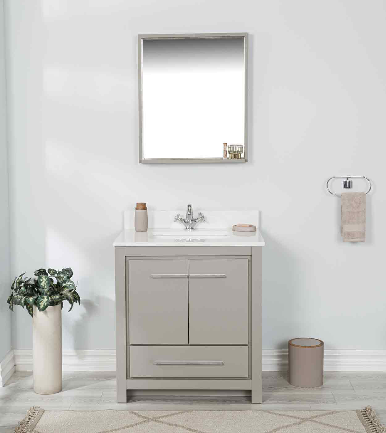 Adorn Vanity Mila 30'' Free-standing Single Bathroom Vanity with Quartz ...