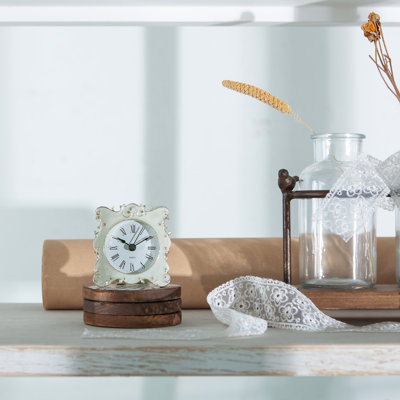 House of Hampton® Analog Quartz Tabletop Clock in Distressed Finish ...