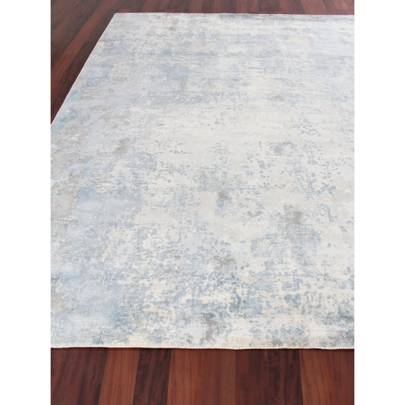 Exquisite Rugs Murano Hand-Knotted Area Rug in Silver/Blue | Perigold