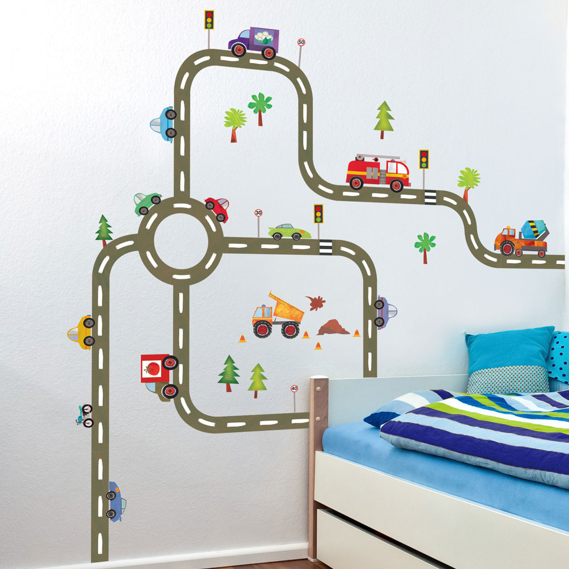 Stickerscape 40 Piece Do-It-Yourself Road Map Wall Sticker Set ...