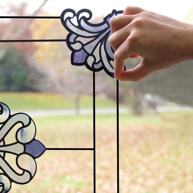 WallPops! Black Caming Lines Stained Glass Set of Two Window Decal ...
