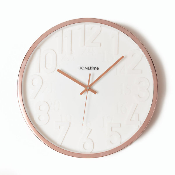 17 Stories Round 3D Numbers Wall Clock Rose Gold 35Cm | Wayfair.co.uk