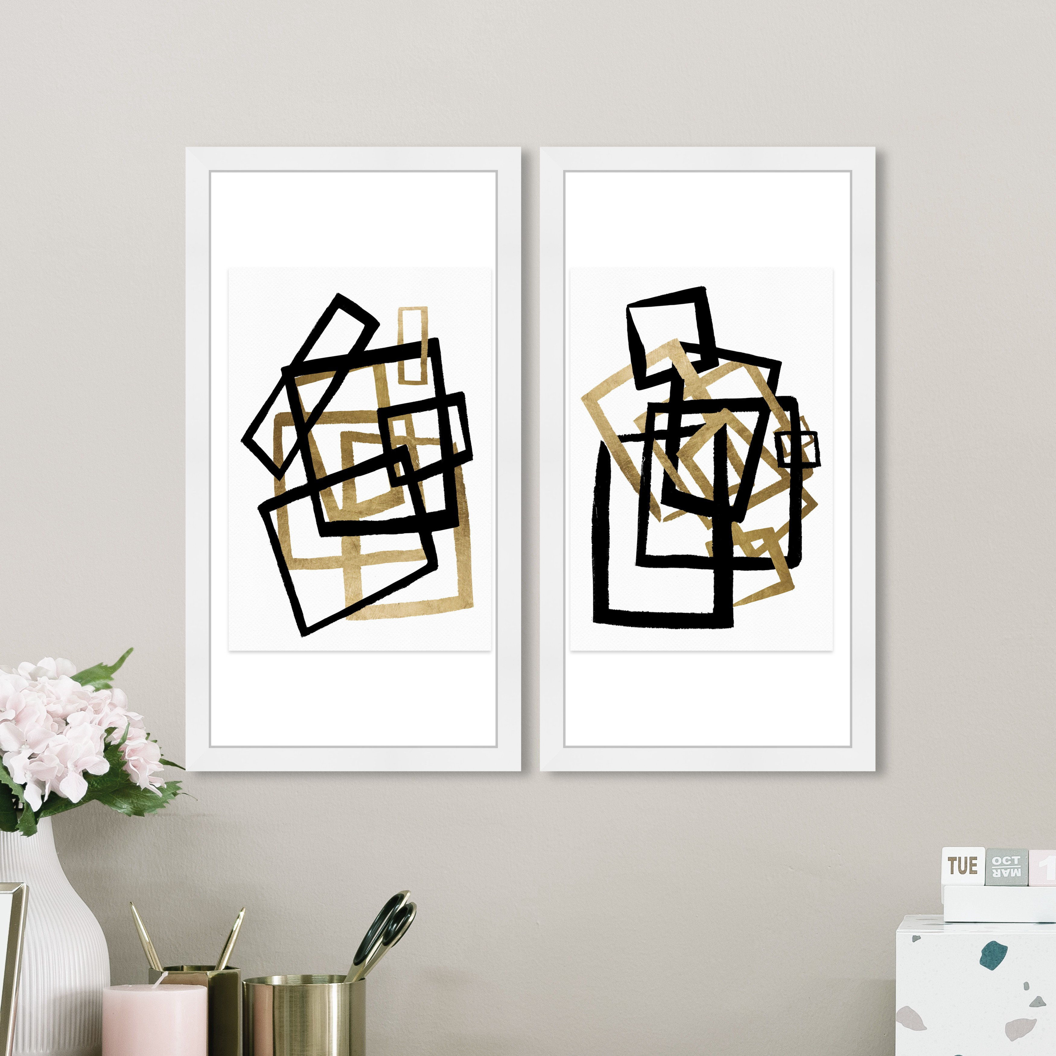 Wynwood Studio Square Formas Set - 2 Piece Picture Frame Graphic Art ...