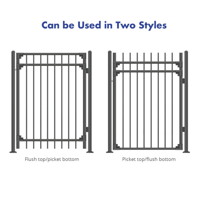 XCEL 5 ft. H x 4 ft. W Flat Open Pickets Metal Gate & Reviews | Wayfair