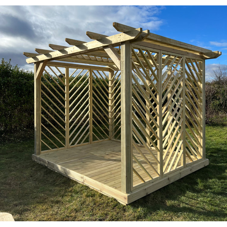 Union Rustic Wooden Detailed Freestanding Pergola Self-assembly Kit ...
