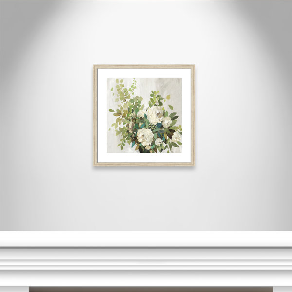 Charlton Home® White Roses - Picture Frame Print | Wayfair