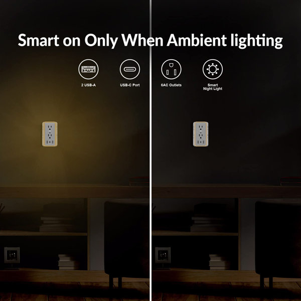 WBM SMART Multi Plug Outlet, 6-Outlet Extender with 2 USB Charging ...