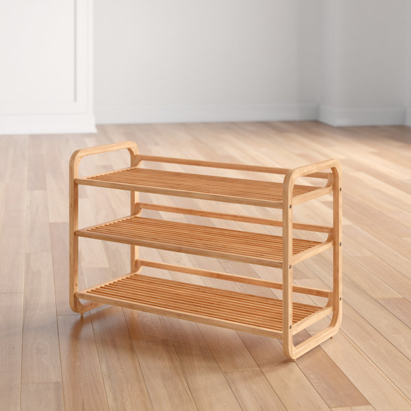 Three Posts™ 12 Pairs Natural Solid Wood Shoe Rack & Reviews | Wayfair