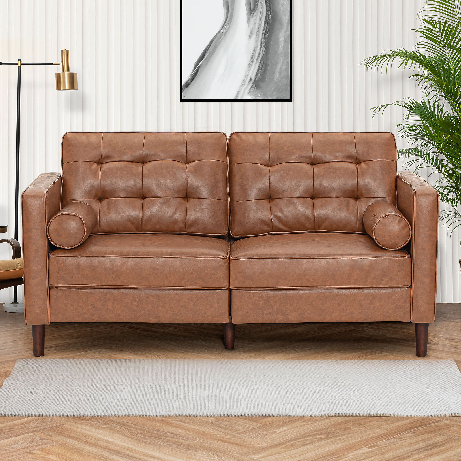 George Oliver Elverna 66'' Vegan Leather Sofa | Wayfair