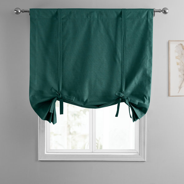 Ebern Designs Dune Textured Solid Cotton Room Darkening Tie-Up Window ...