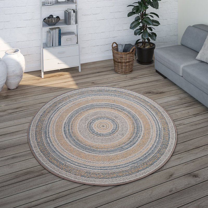 Highland Dunes Round Indoor & Outdoor Rug With Ethnic Design, For ...