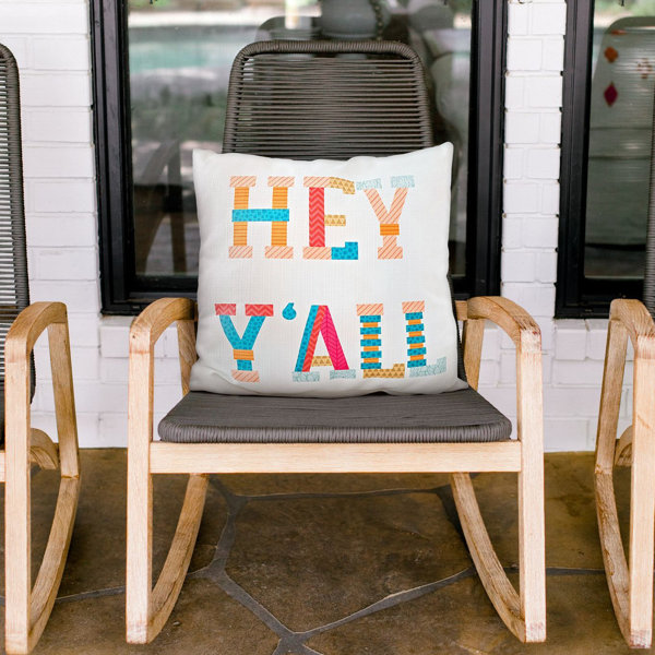 Trinx Hessle Hey Y'All Indoor/Outdoor Pillow Cover Throw & Insert | Wayfair