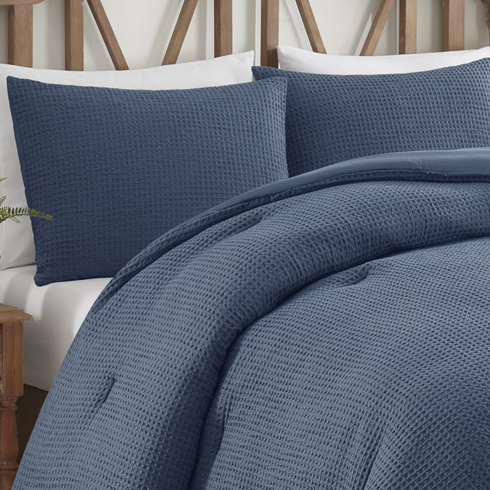 Sweet Home Collection Waffle Reversible 3 Piece Microfiber Comforter ...