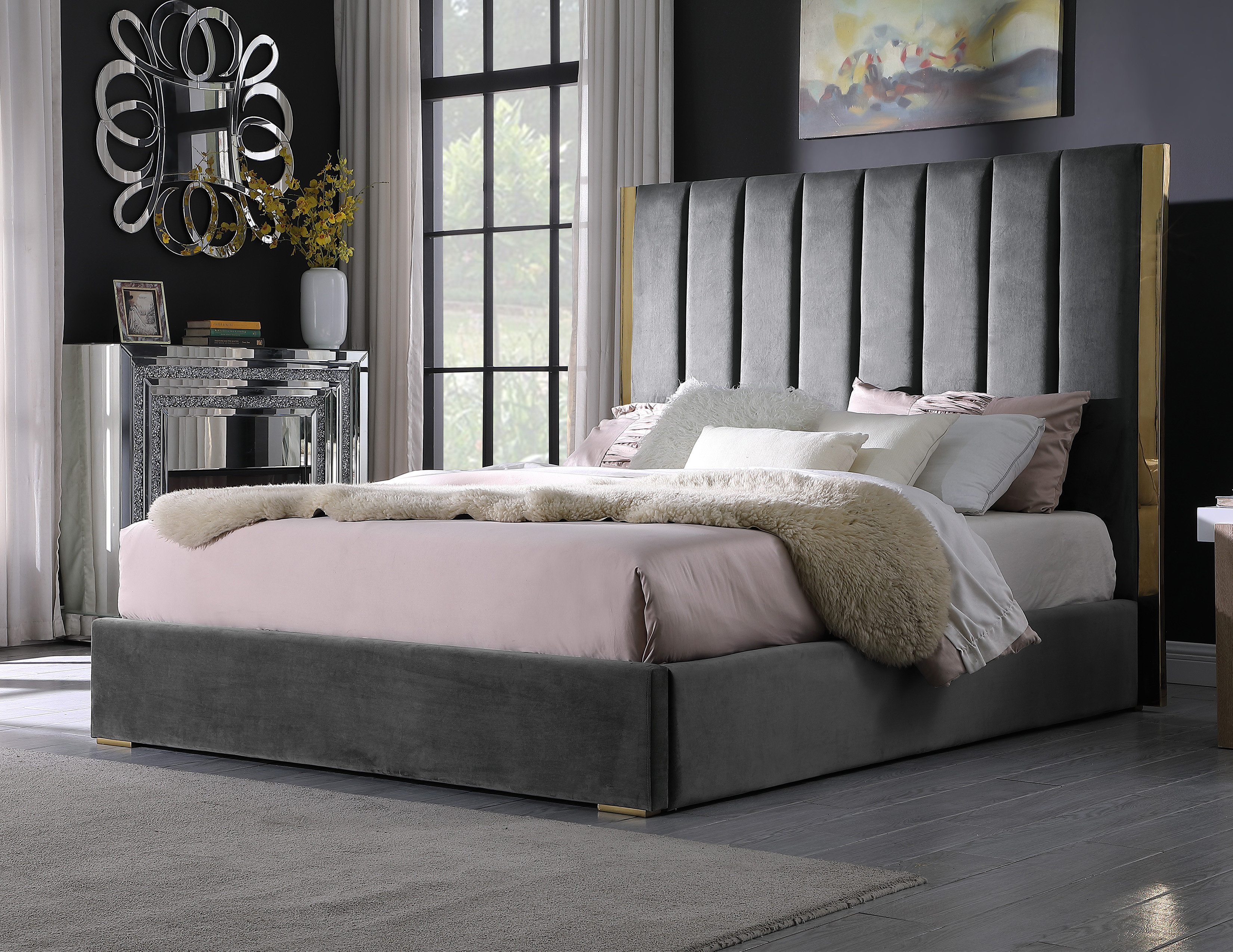 Willa Arlo Interiors Solid Wood and Upholstered Low Profile Platform ...