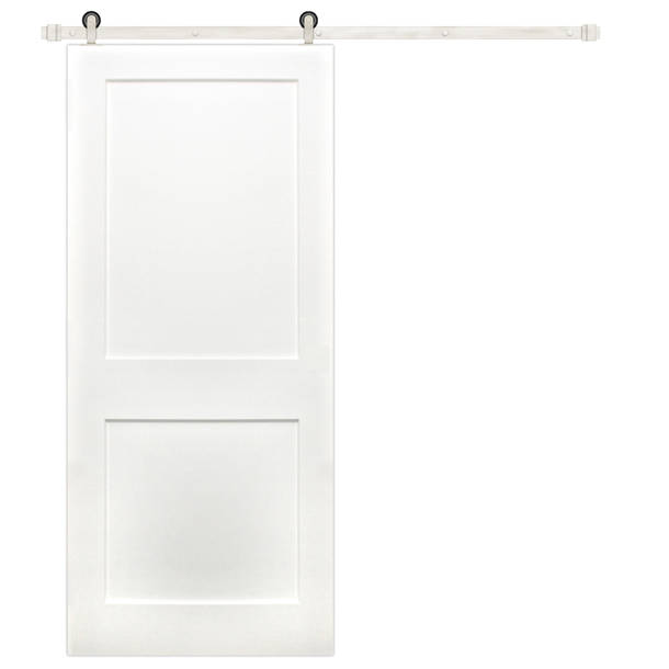 CreativeEntryways Paneled Wood Primed Shaker Barn Door with ...