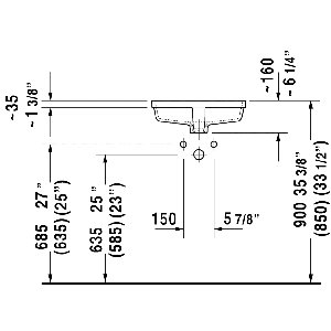 Duravit Vero Ceramic Rectangular Undermount Bathroom Sink with Overflow ...