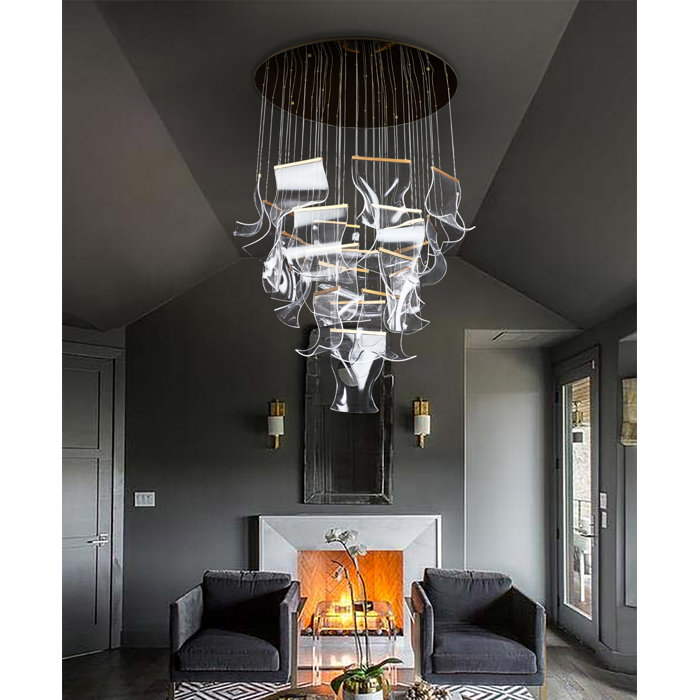 Orren Ellis Omicron 24 - Light Acrylic LED Tiered Chandelier | Wayfair
