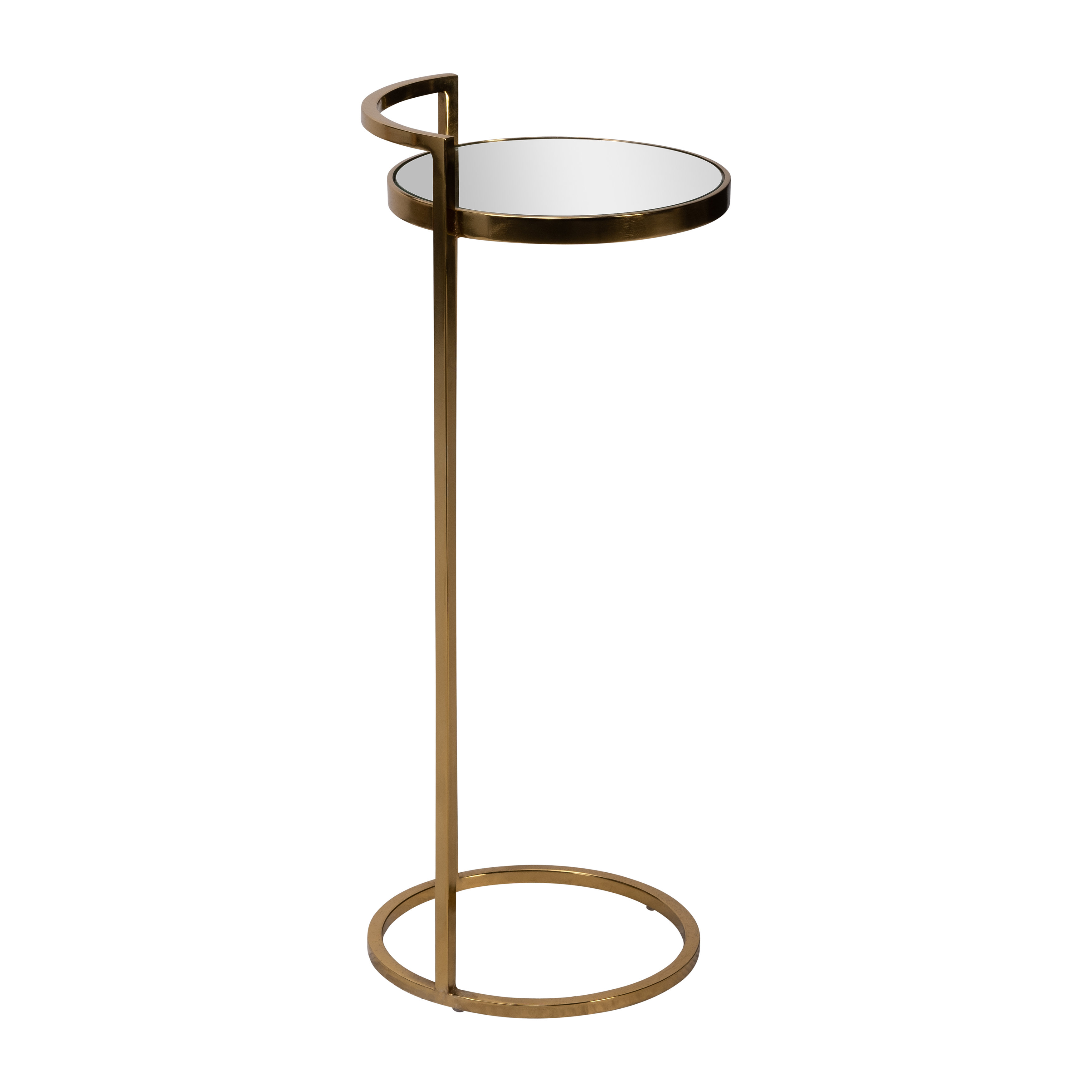 Mercer41 26"H Gold Iron Metal Drink Table with Mirror Top, Tall Accent ...