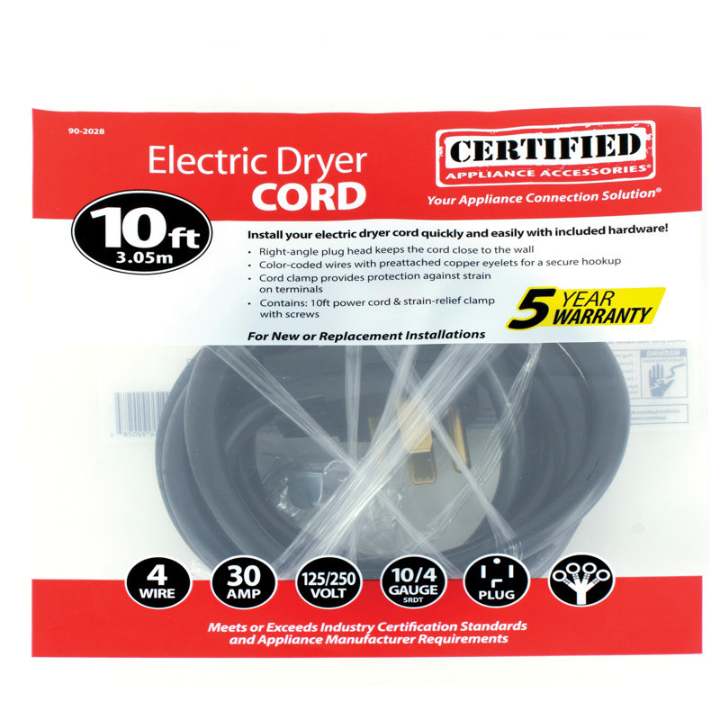 Certified Appliances 10' Universal Dryer Cord & Reviews | Wayfair