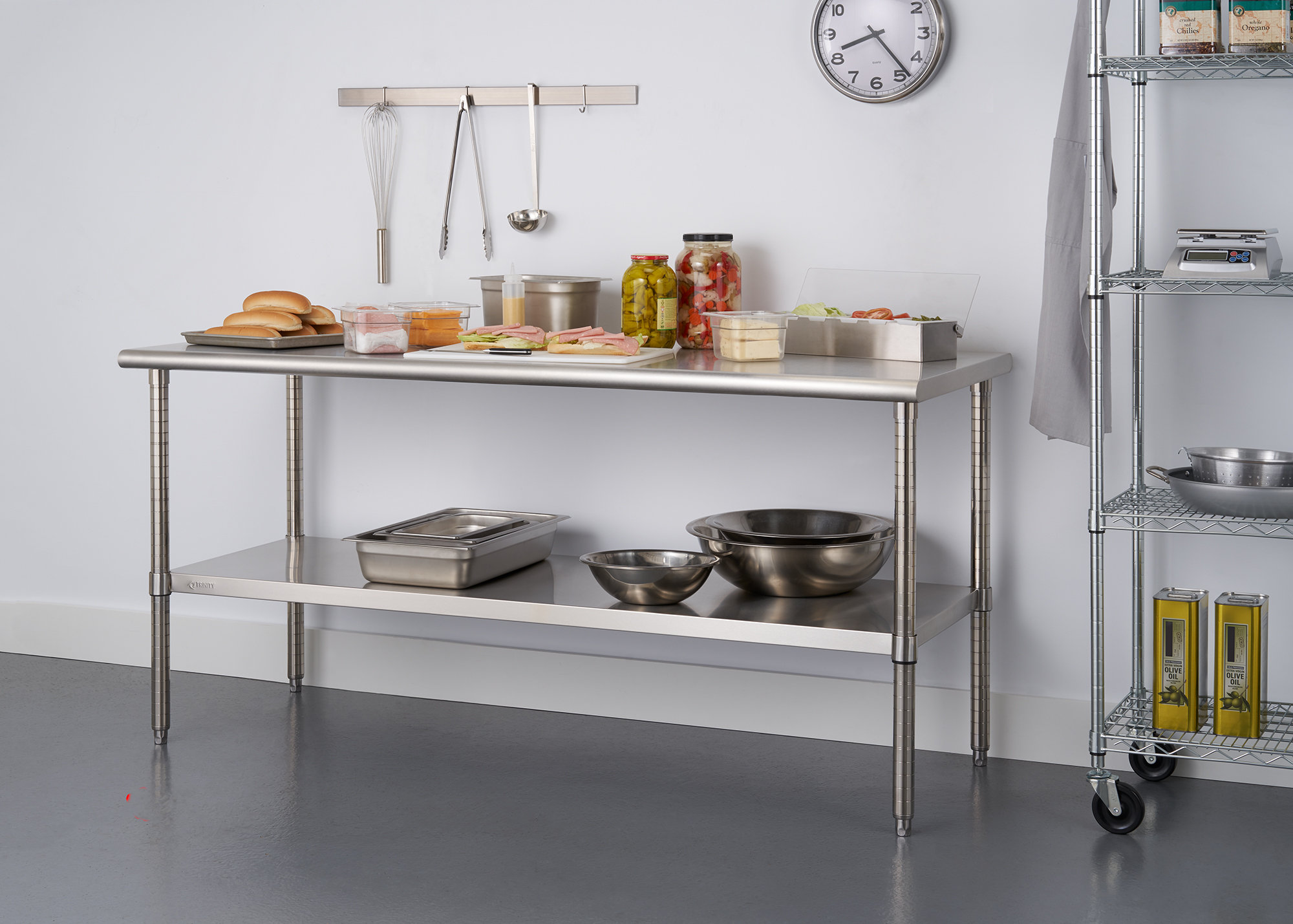 Symple Stuff Christiano 72'' Wide Prep Table with Stainless Steel Top ...
