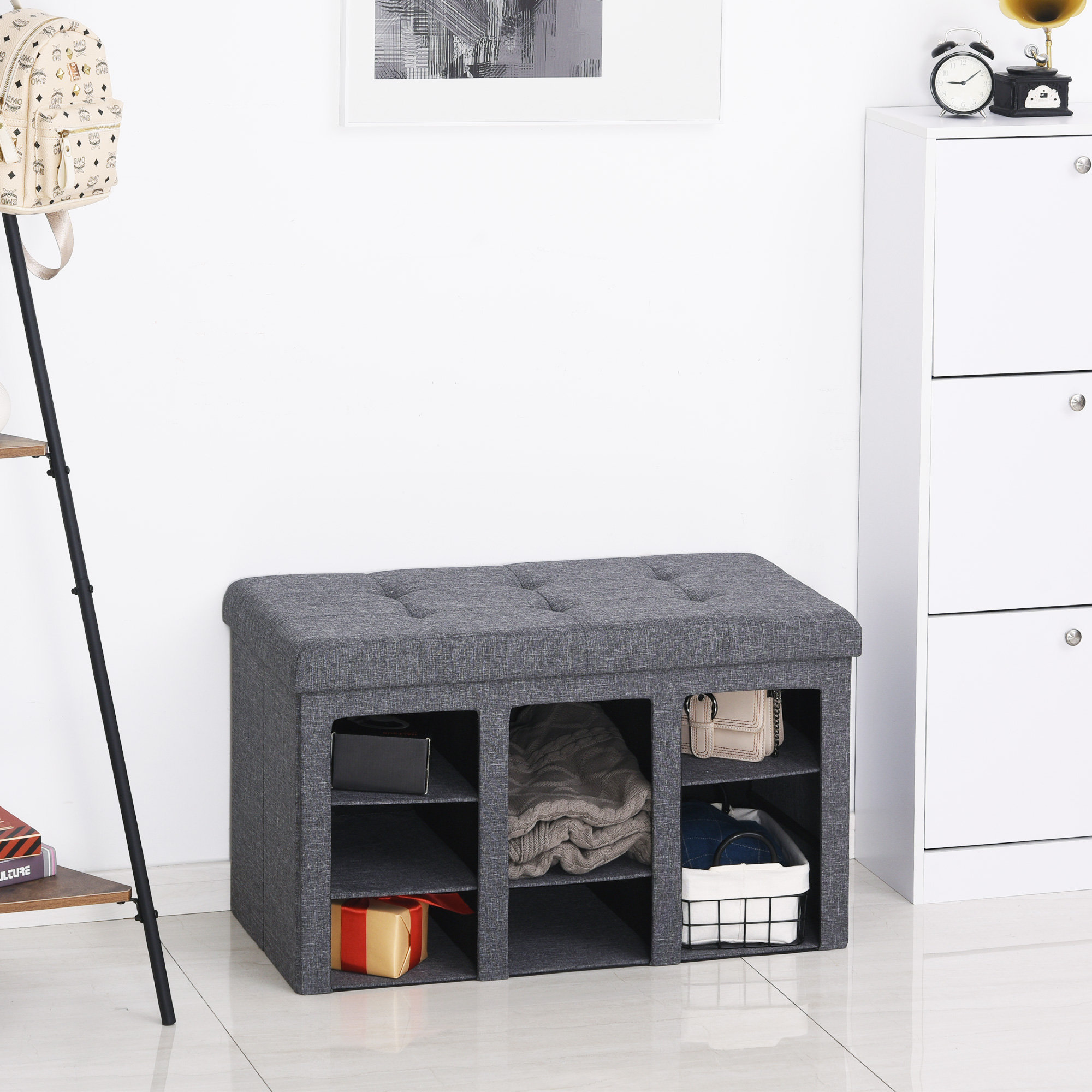 Latitude Run® Modern Folding 9 Pair Shoe Storage Bench & Reviews | Wayfair