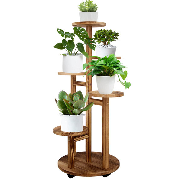 Arlmont & Co. Nathanil Round Corner Solid Wood Plant Stand | Wayfair
