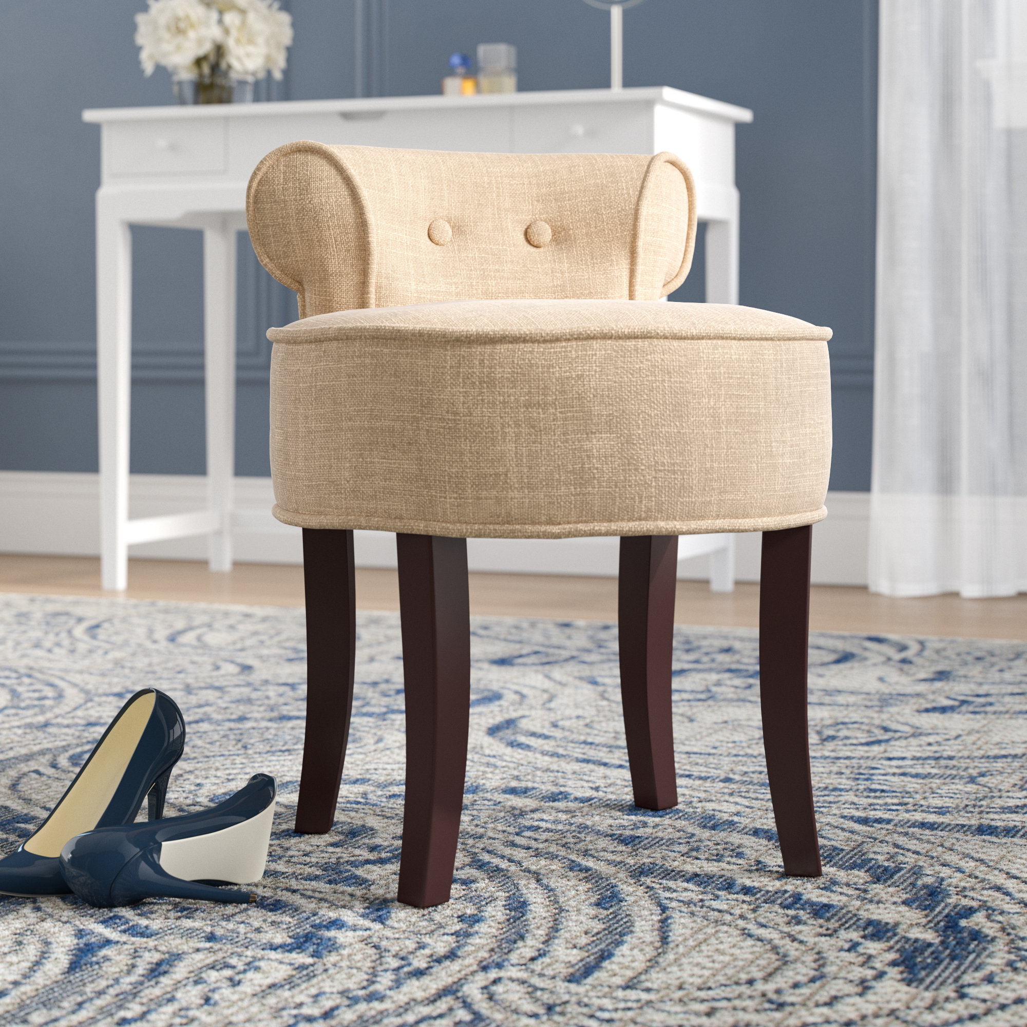 Darby Home Co Vanity 22.8'' Tall Solid Wood Vanity Stool & Reviews ...