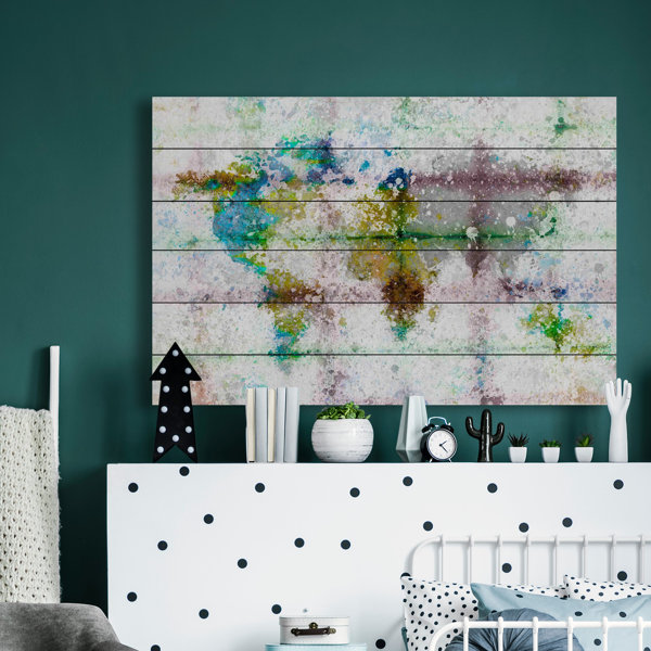 17 Stories Color Splash Map - Unframed Print on Wood | Wayfair